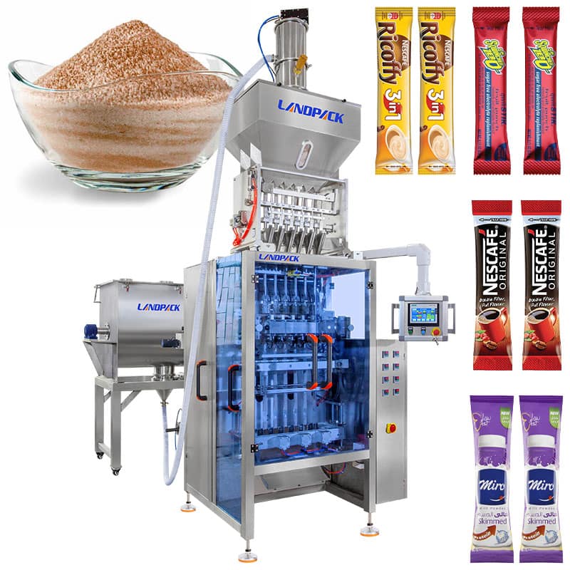 Multilane 3 In 1 Coffee Powder Stick Mixing Packing Machine